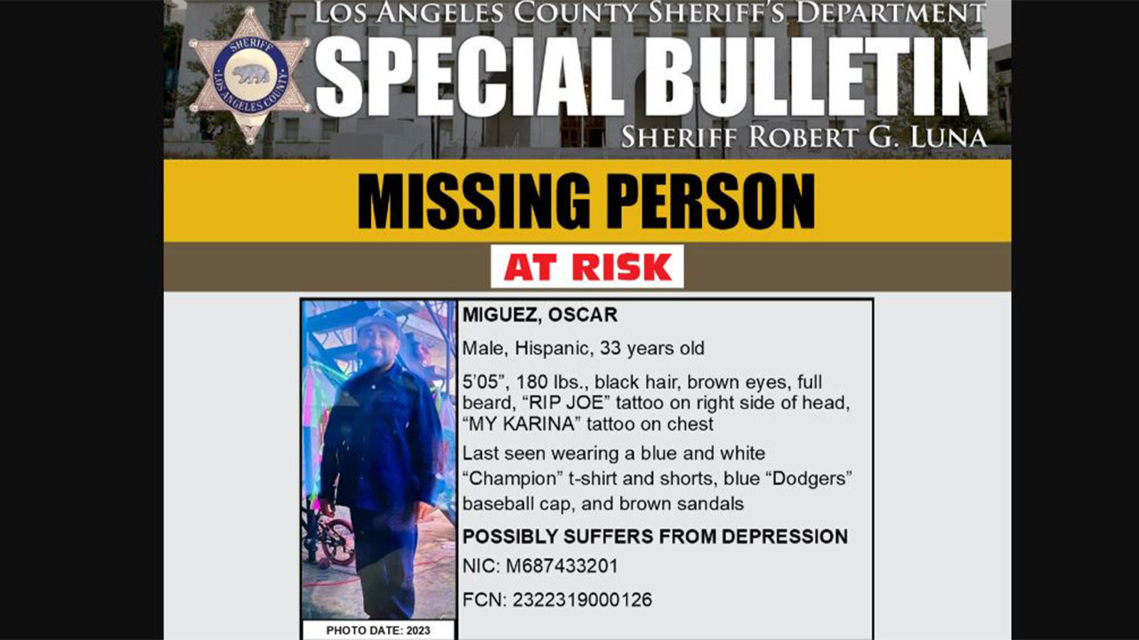 Los Angeles County Sheriff's Department asks public's help in finding at-risk missing man last ...