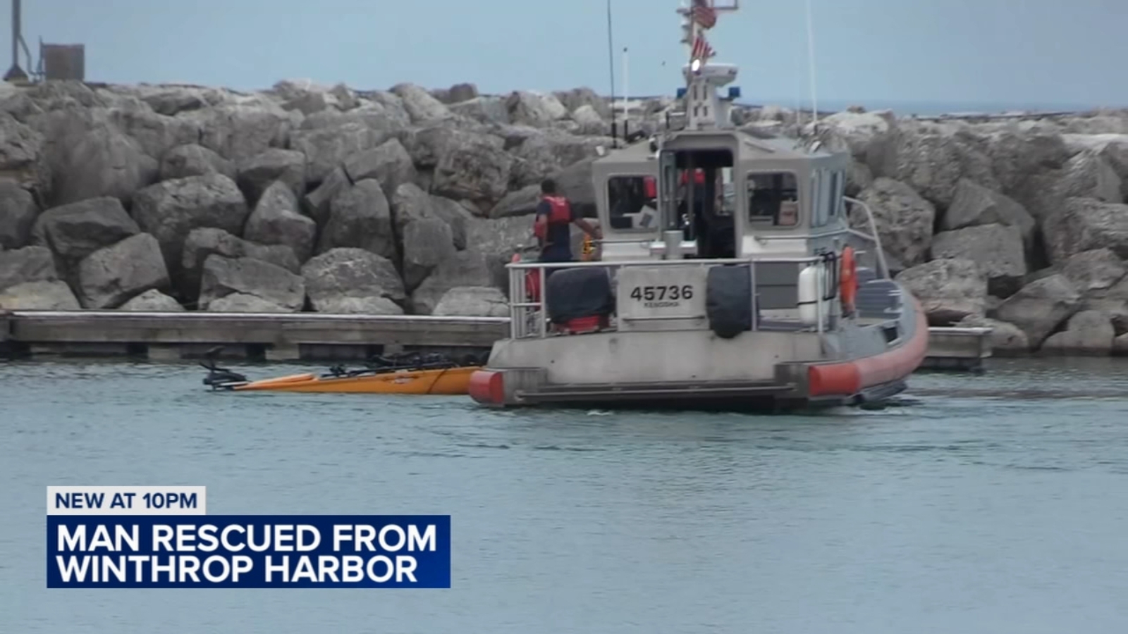 Kayaker rescued in Winthrop Harbor, IL after being stranded about 4 ...