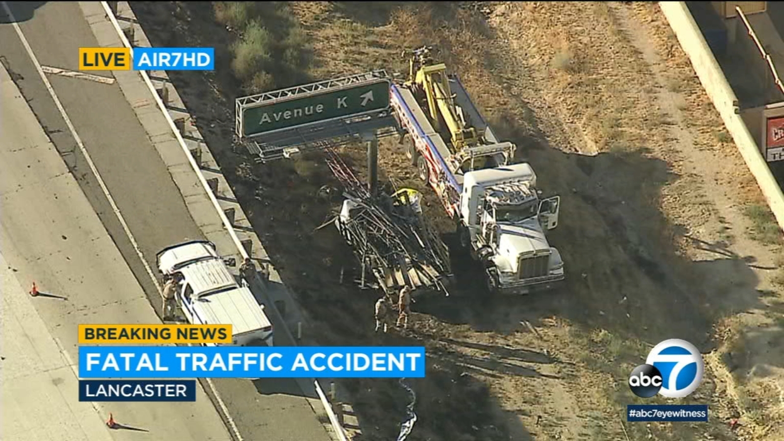 2 killed when truck carrying materials crashes into Avenue K sign off ...