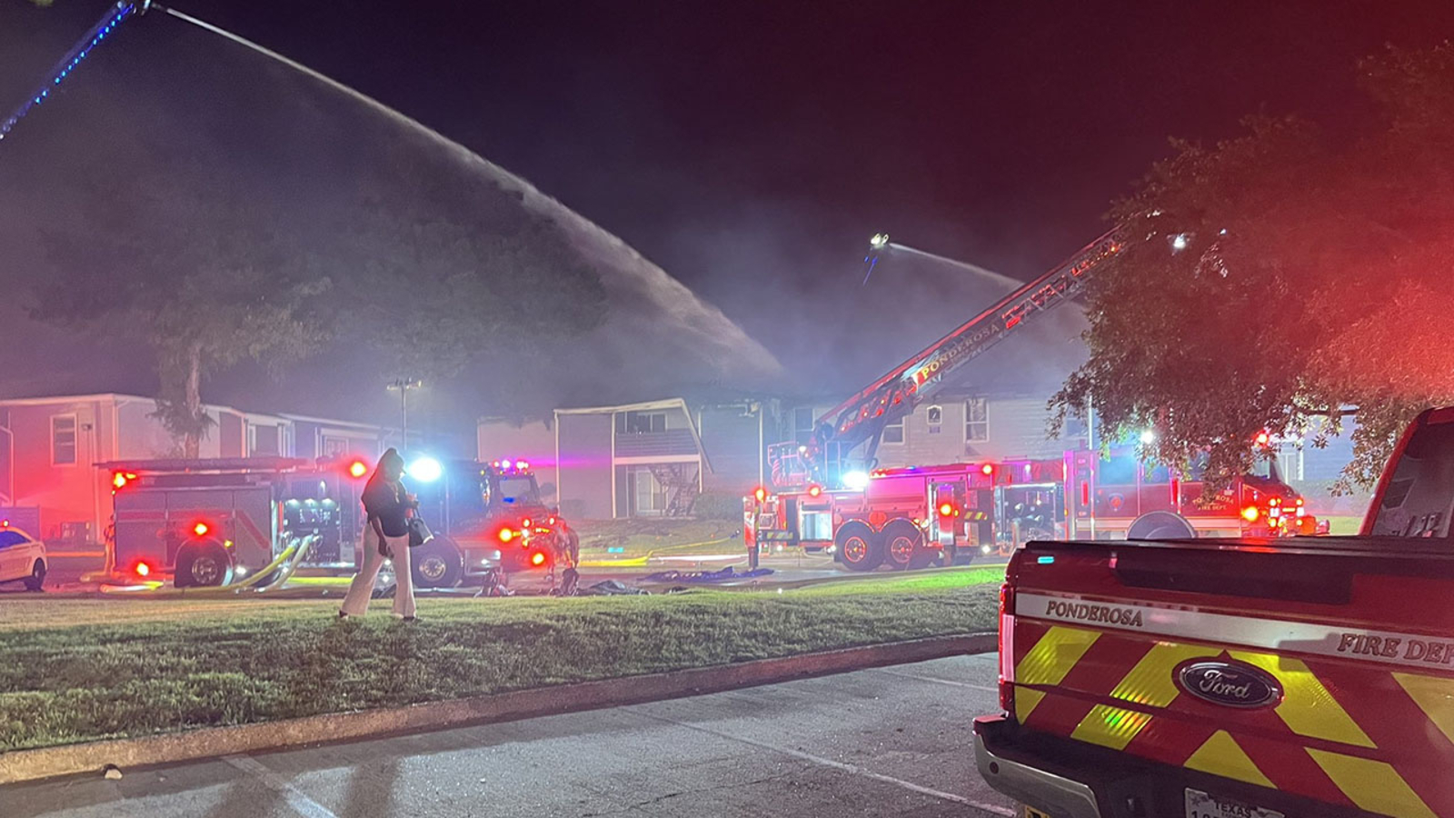 Firefighter taken to hospital as crews work apartment complex fire on ...