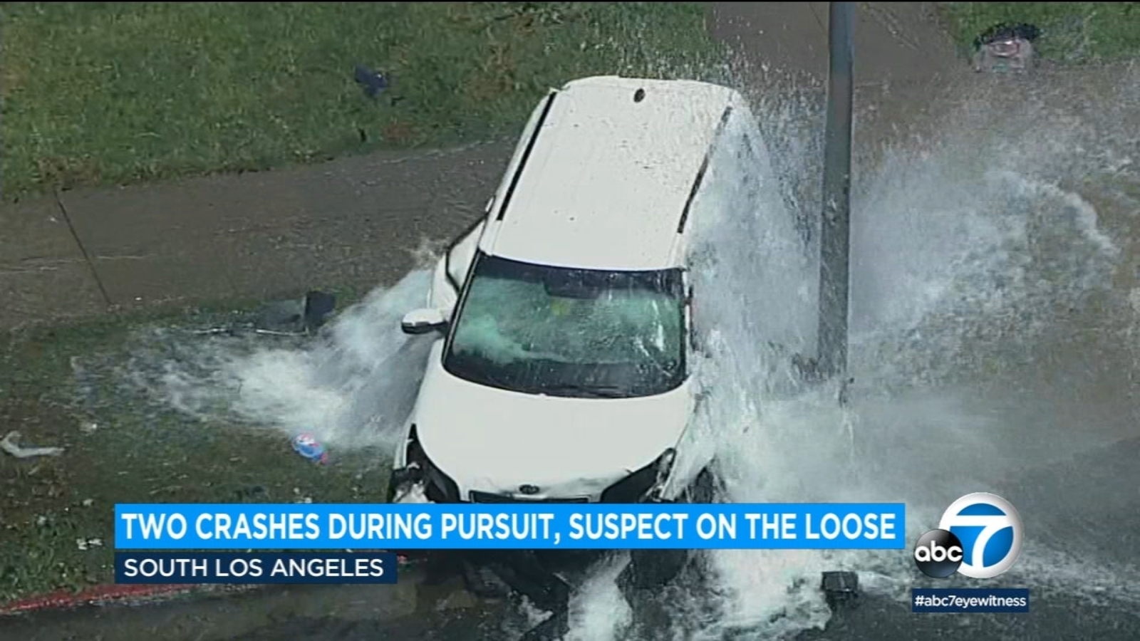Police chase ends in multi-vehicle crash in South LA; car ends up on ...