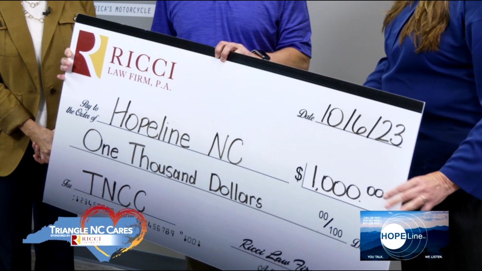October Triangle NC Cares Award given to HopeLine, a suicide prevention ...