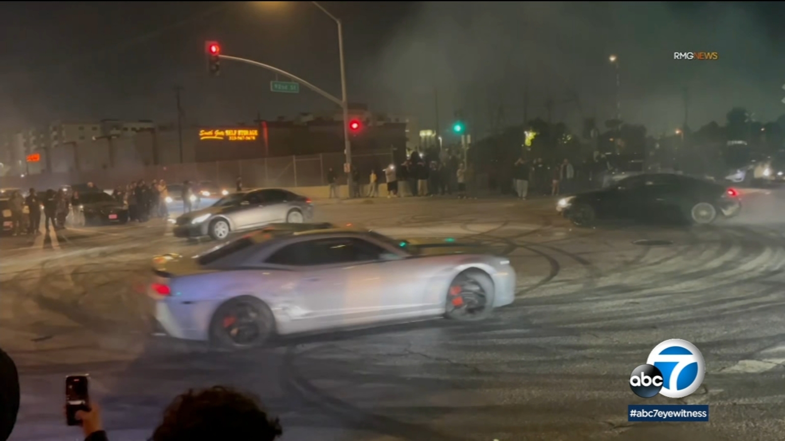 Police respond to South Los Angeles street takeover and nearby crash ...
