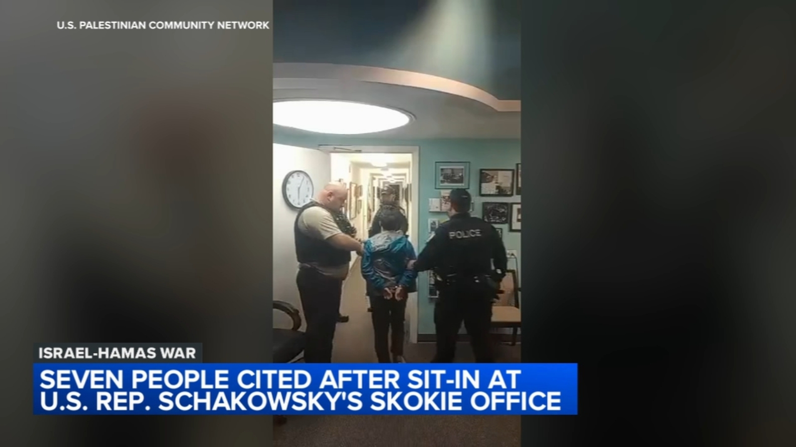 Pro-Palestinian protesters stage sit-in at Illinois Congresswoman Jan ...