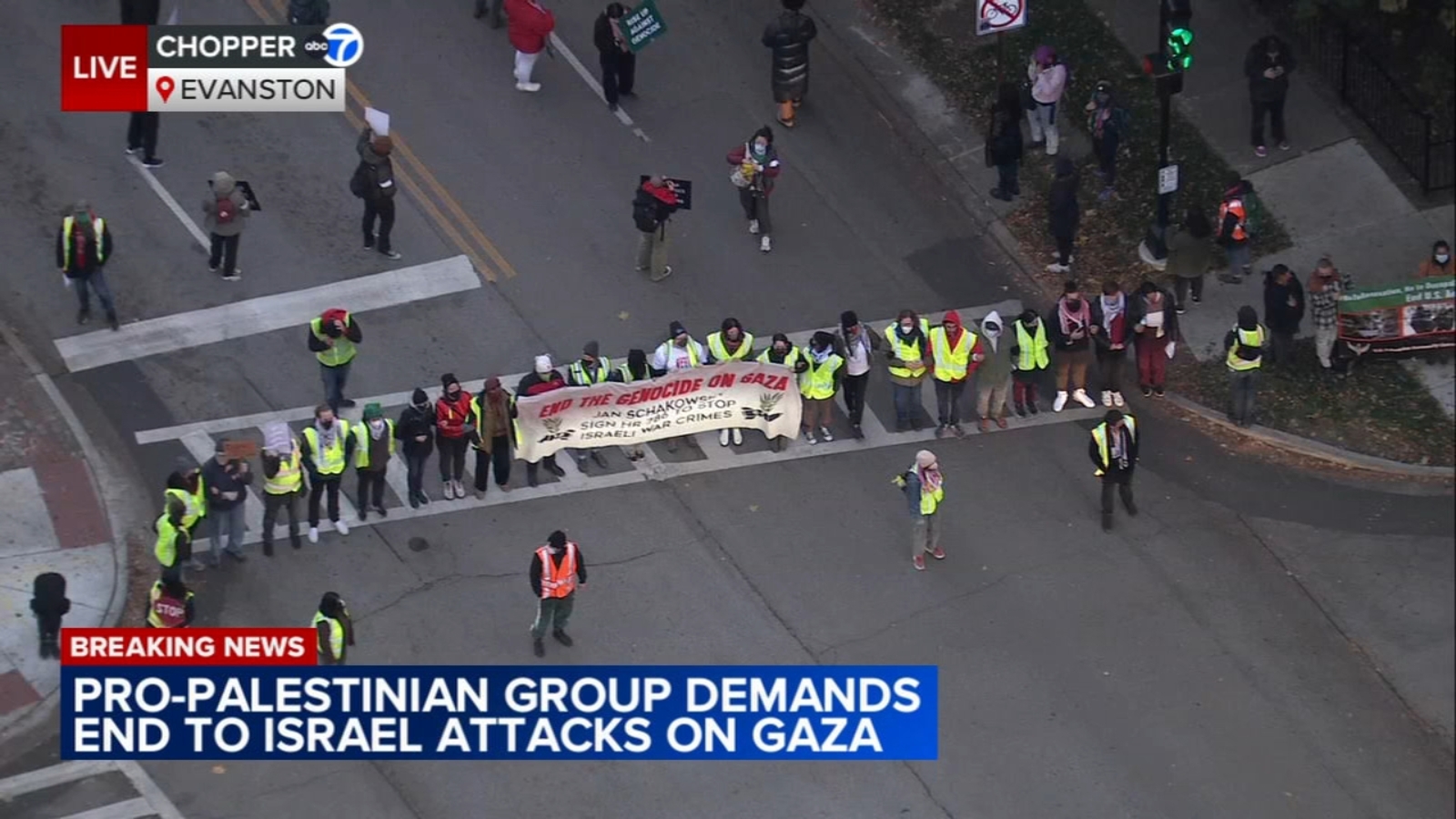 Evanston protest today: Pro-Palestinian demonstrators call on Jan ...