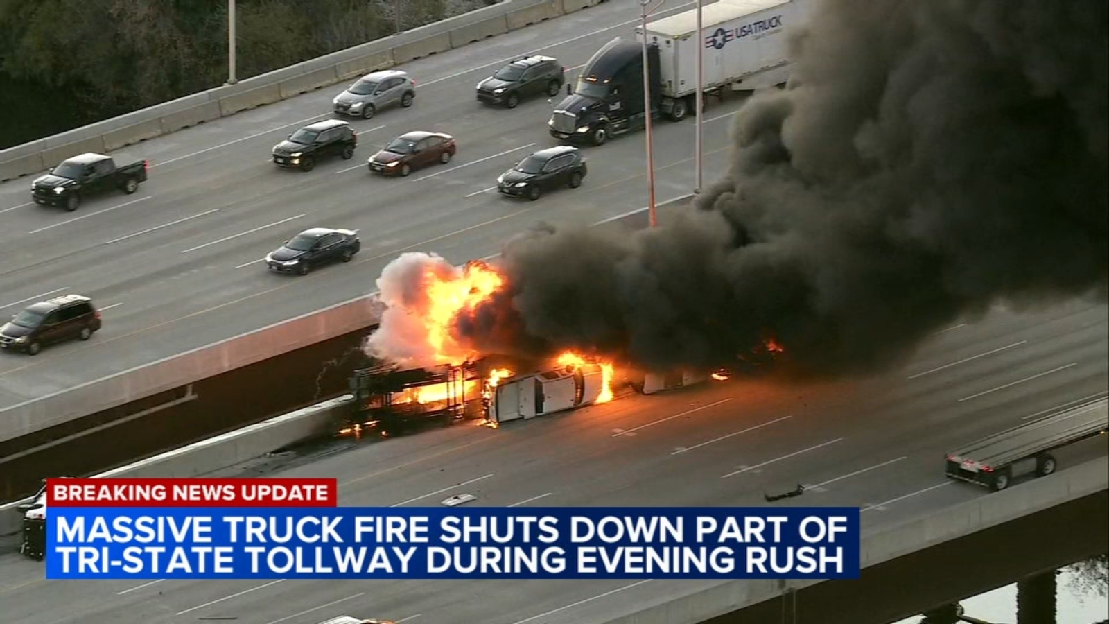 Massive truck fire with explosions shuts down NB I-294 near Willow ...