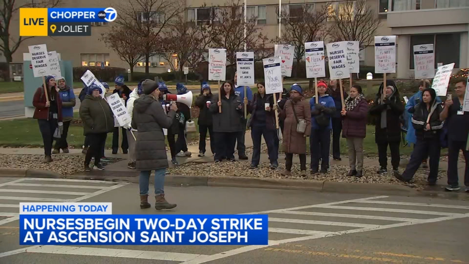 Nurse strike Illinois: Over 500 nurses at Ascension Saint Joseph Hospital in Joliet go on-2-day ...