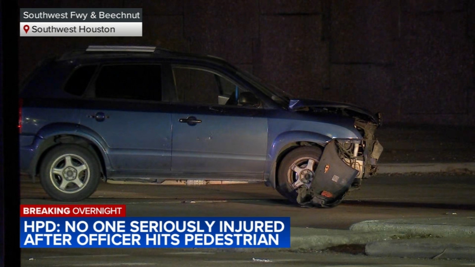 Houston police vehicle hit: HPD unit with lights on struck at Southwest ...