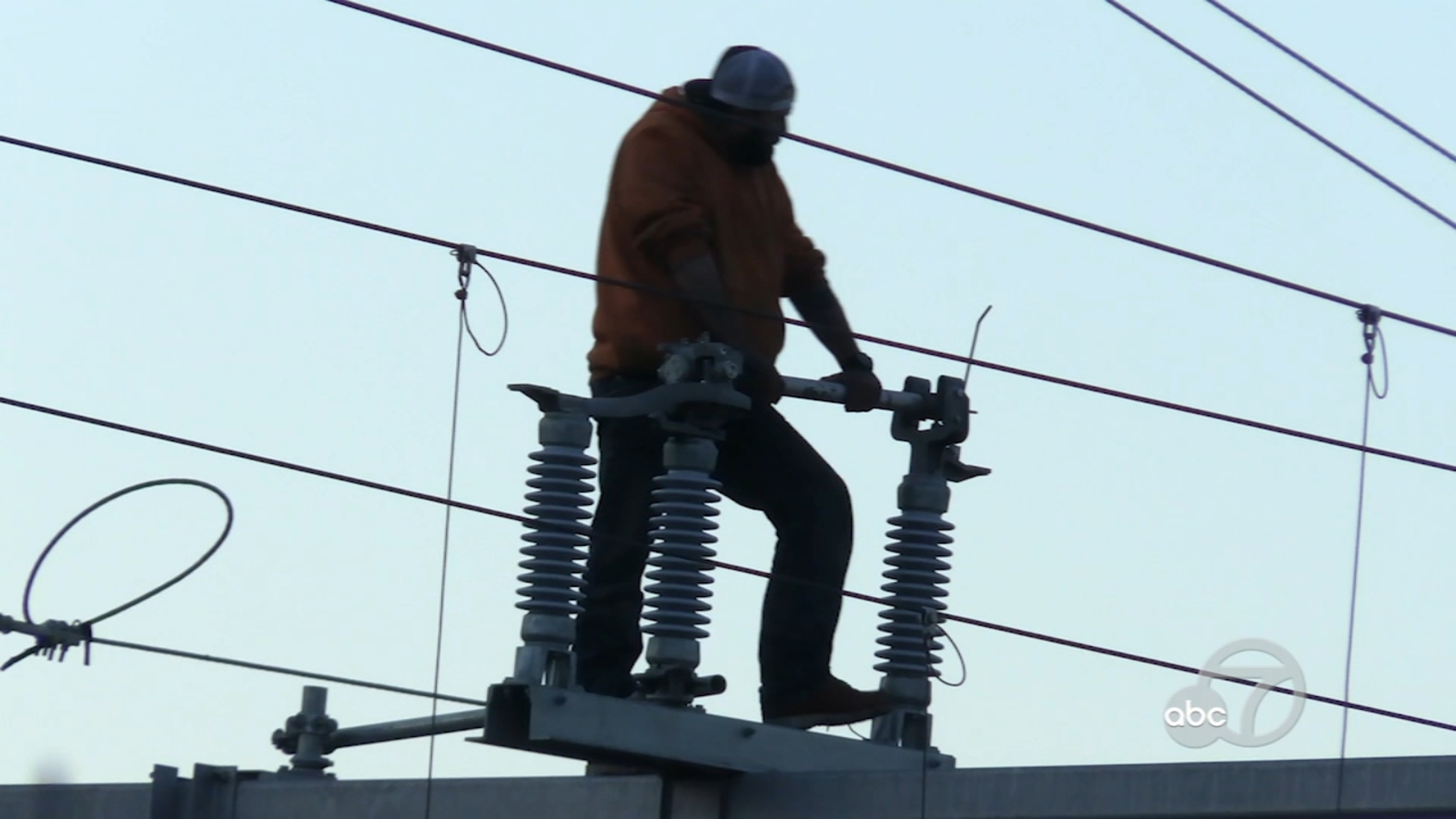 Trespasser on SF Caltrain 4th and King Street power structure in ...
