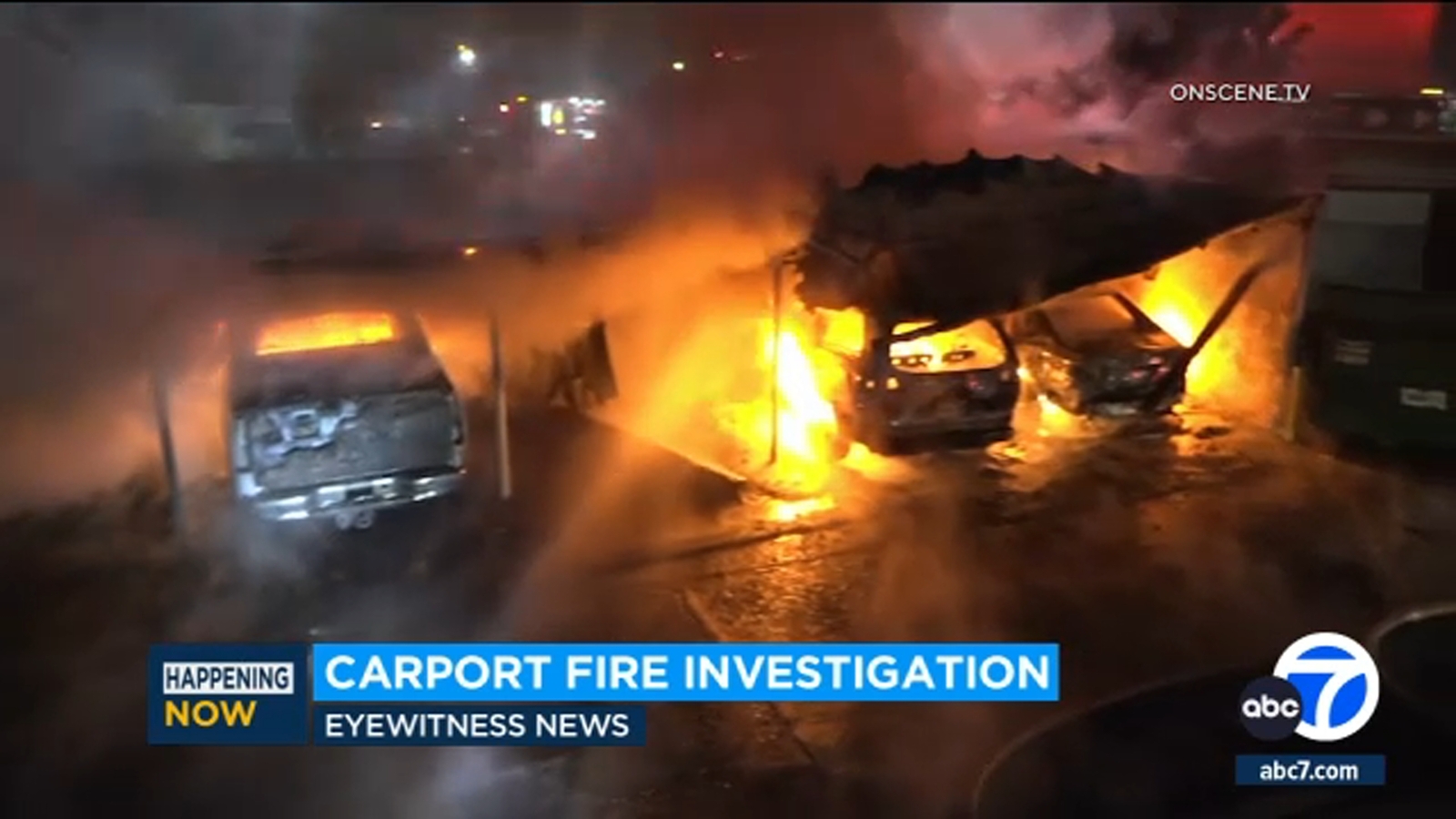 Fire engulfs carport at Carson apartment complex; 3 vehicles destroyed ...
