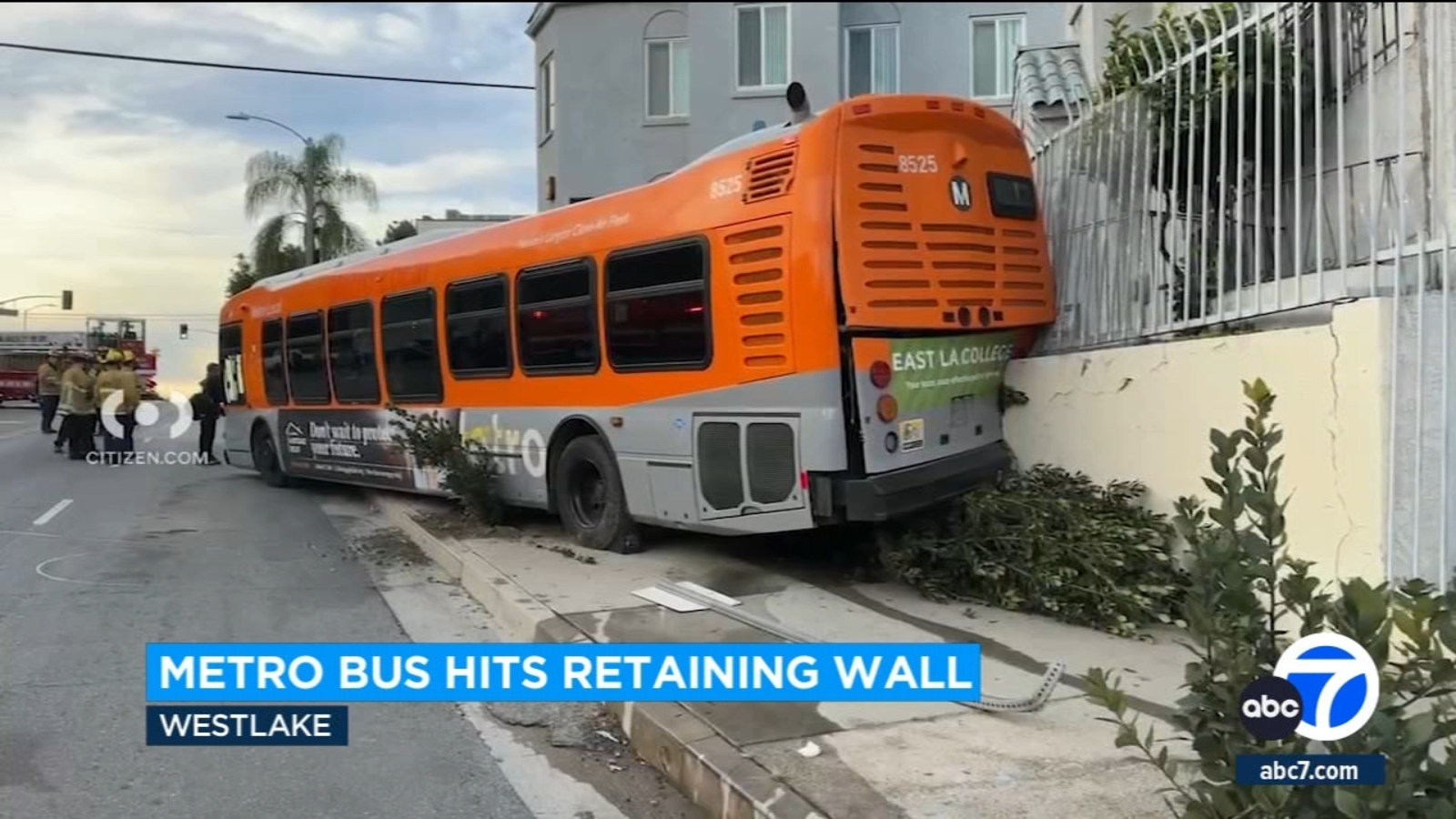 4 injured when MTA bus backs into retaining wall - ABC7 Los Angeles