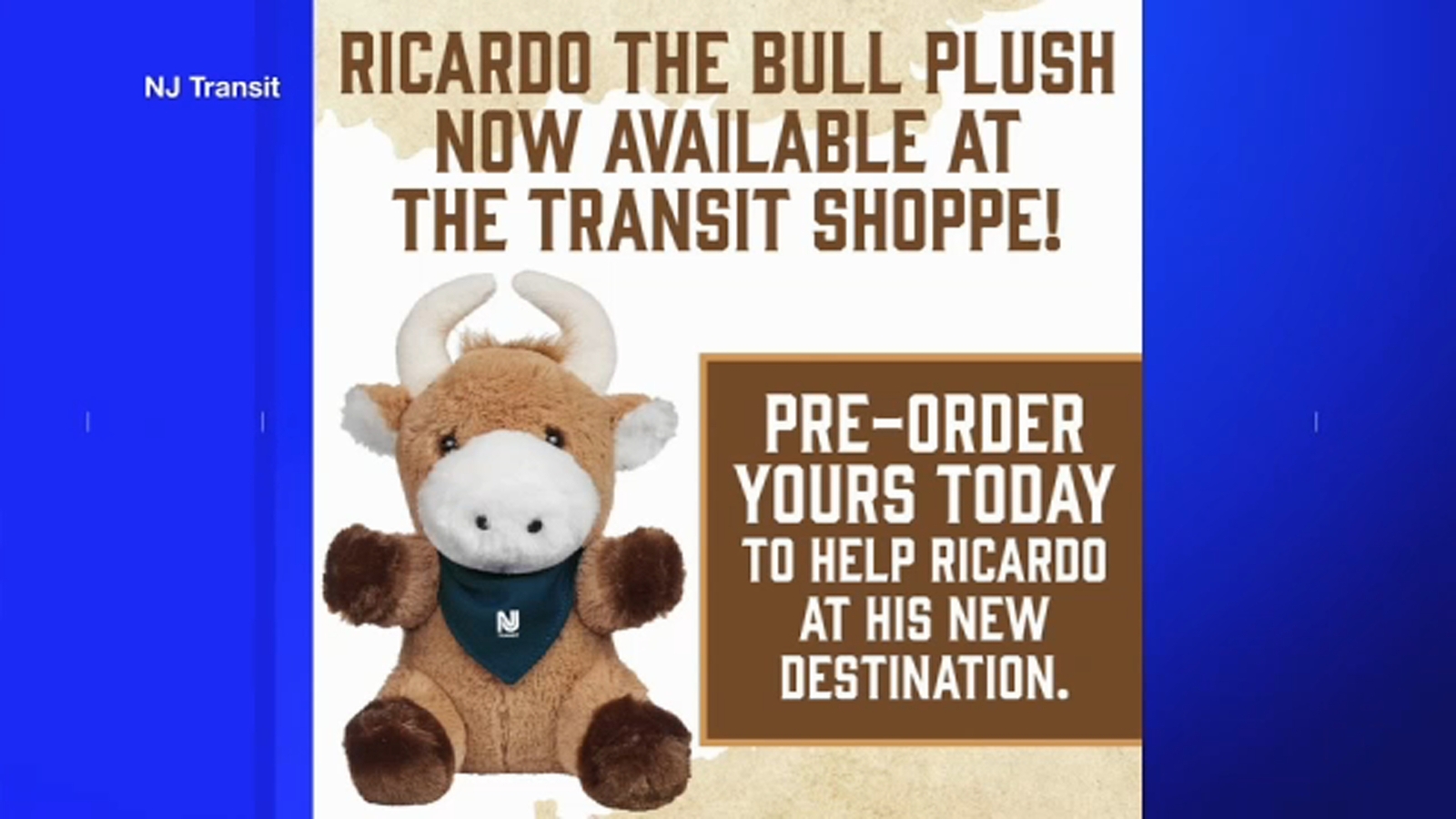 NJ Transit selling 'Ricardo' the steer plush toy; portion of proceeds ...