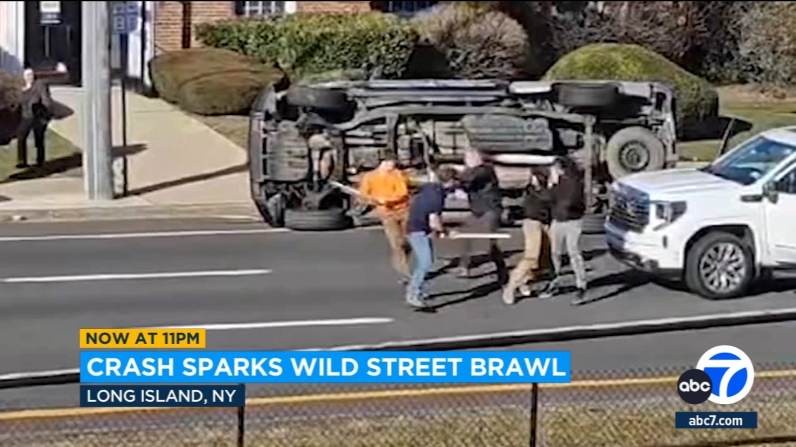 Video shows all-out street brawl after truck crash in New York - ABC7 ...