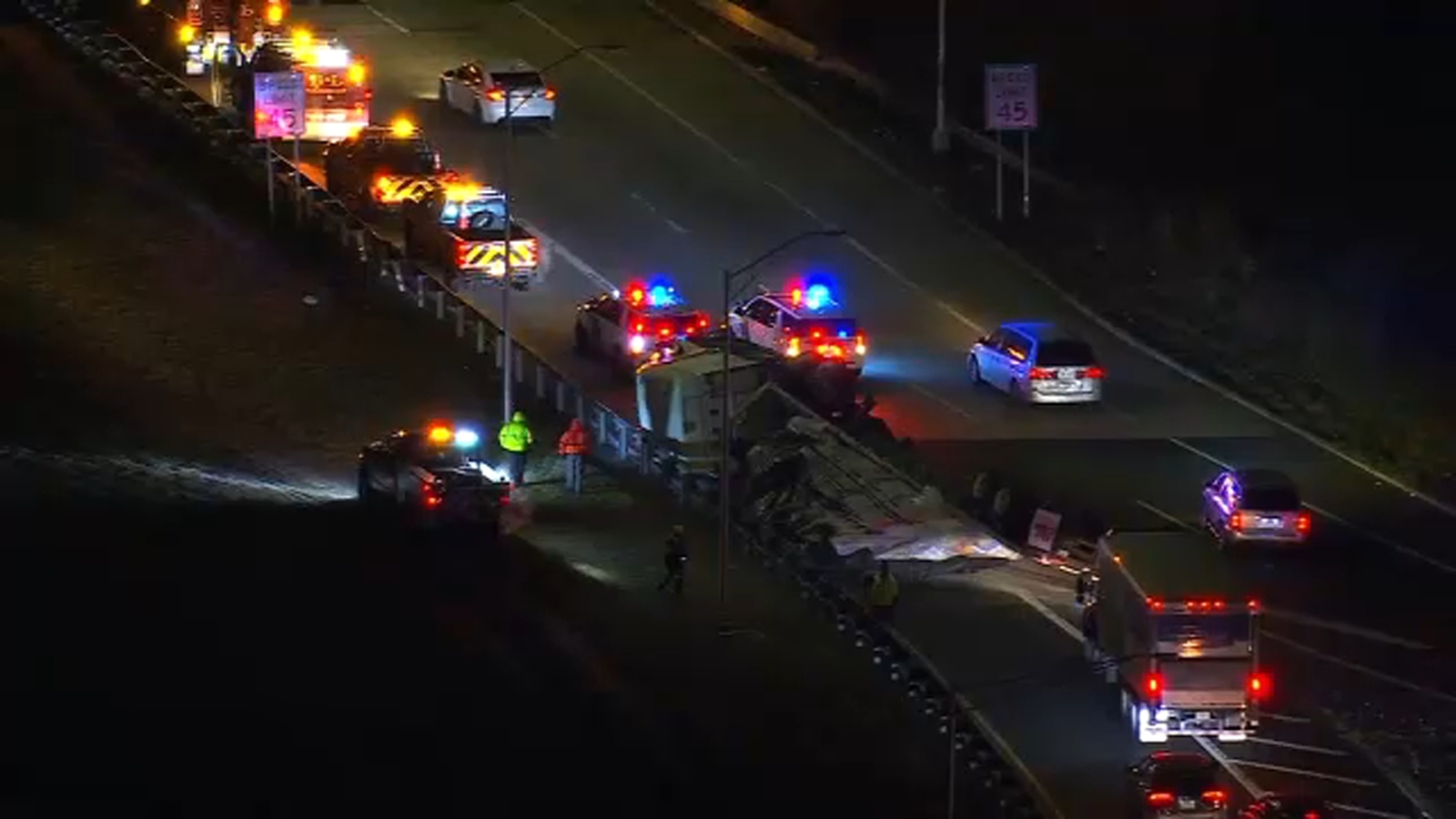 Overturned Tractor Trailer Causes Major Delays By Nj Entrances To