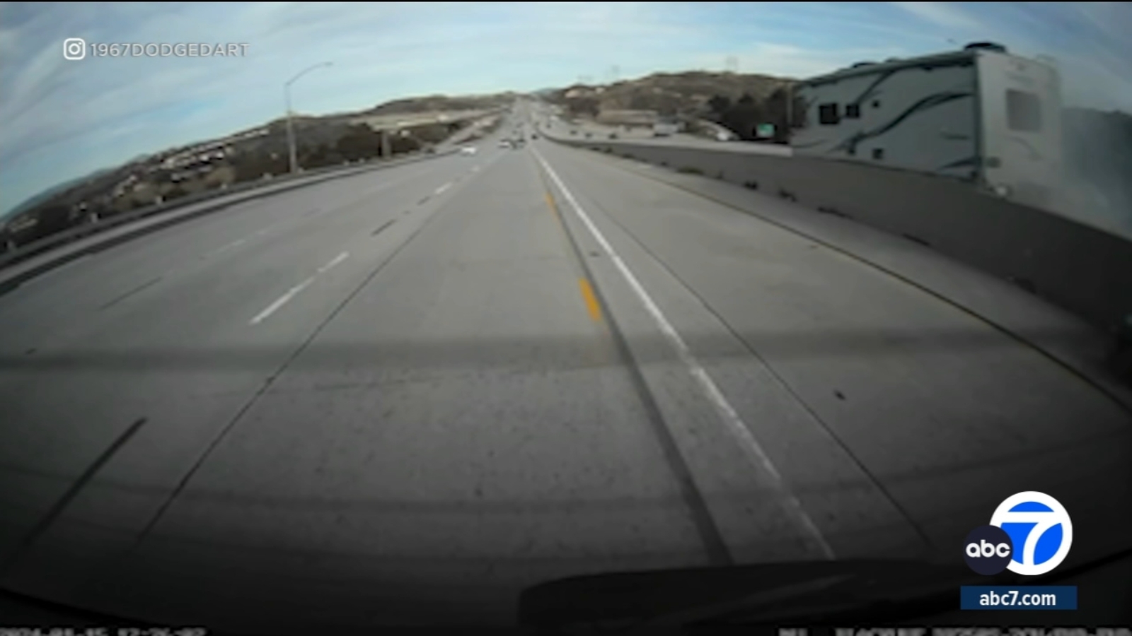 Dashcam video shows driver ejected after RV slams into divider on ...
