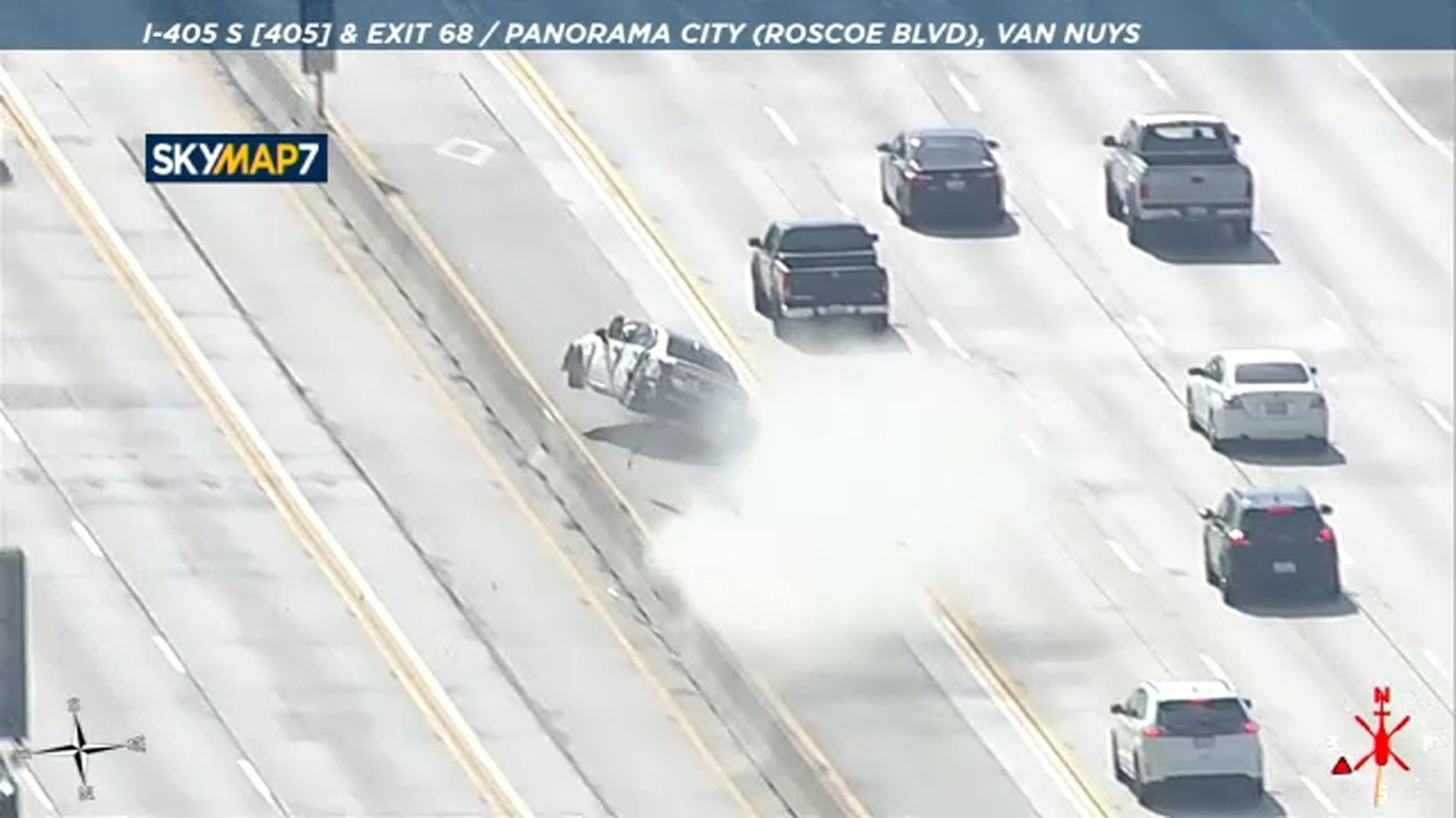 Caught on video: Chase suspect slams into center divider on 405 Freeway ...