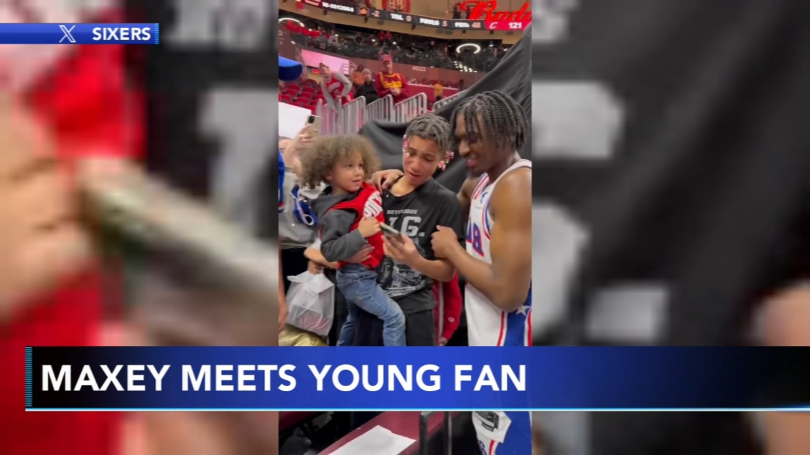 Philadelphia 76er Tyrese Maxey hugs overwhelmed fan - 6abc Philadelphia