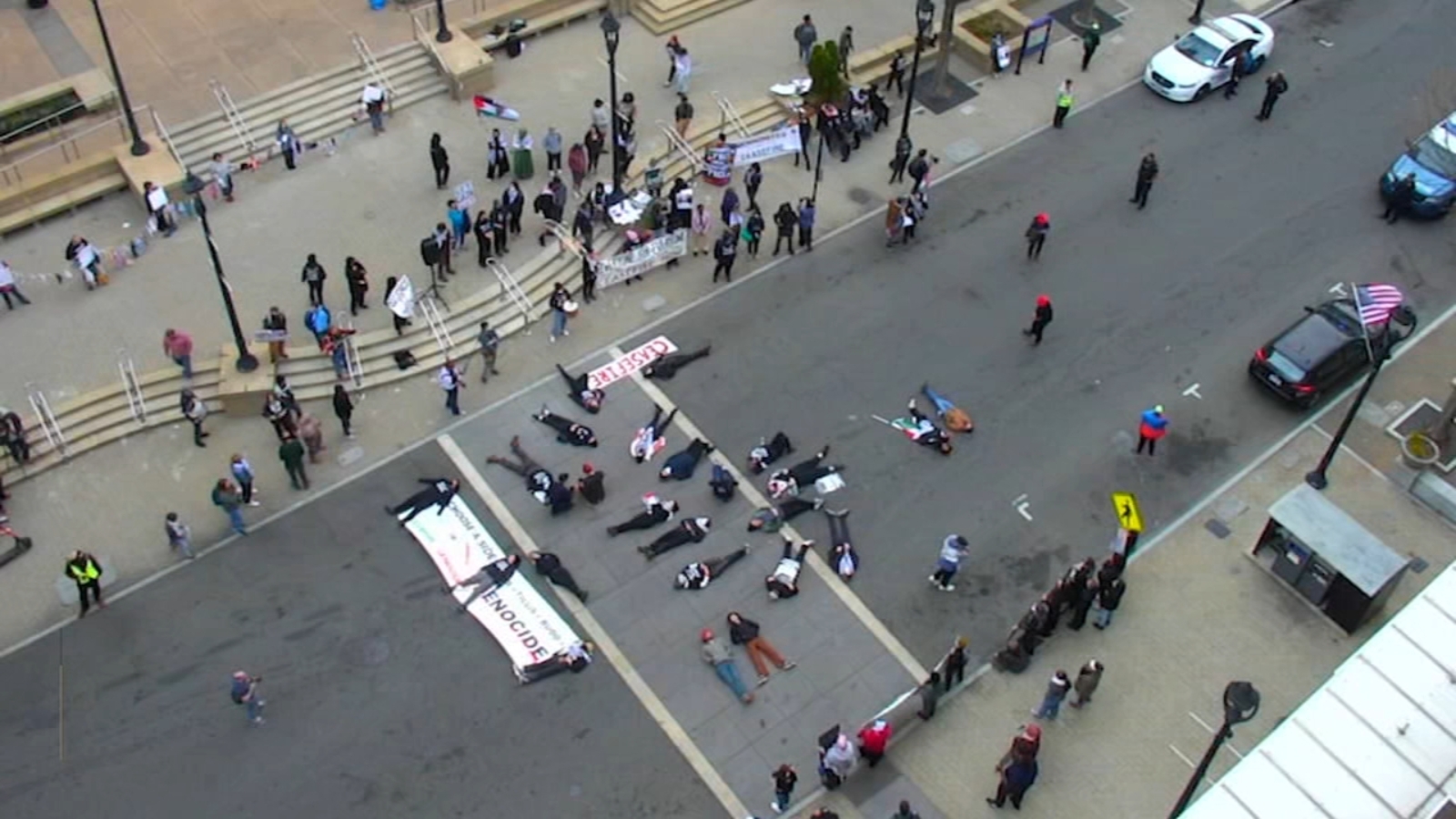 Protesters lying in road disrupt traffic in downtown Raleigh - ABC11 ...