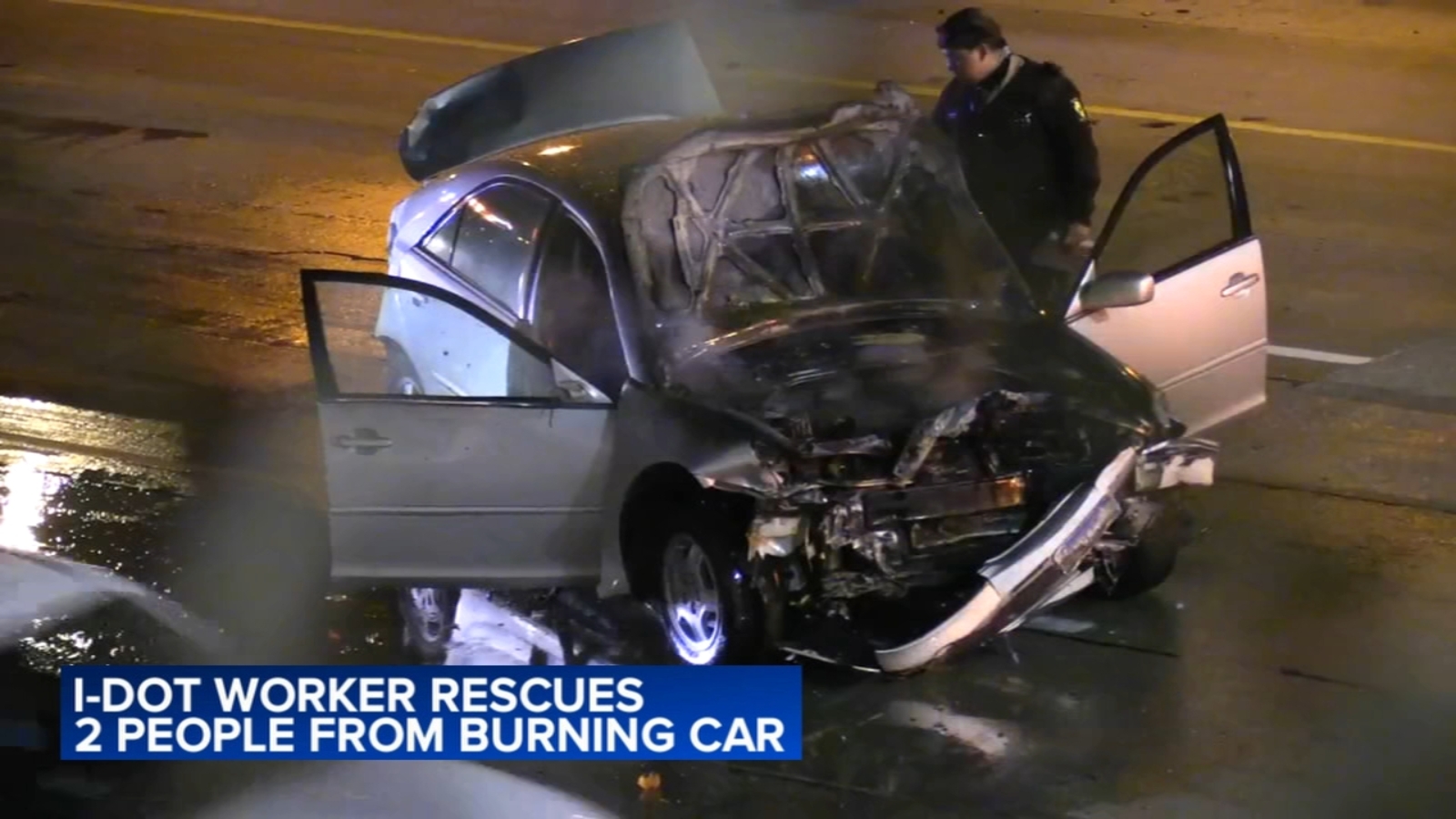 Chicago crash: IDOT worker saves 2 from burning car on Kennedy ...