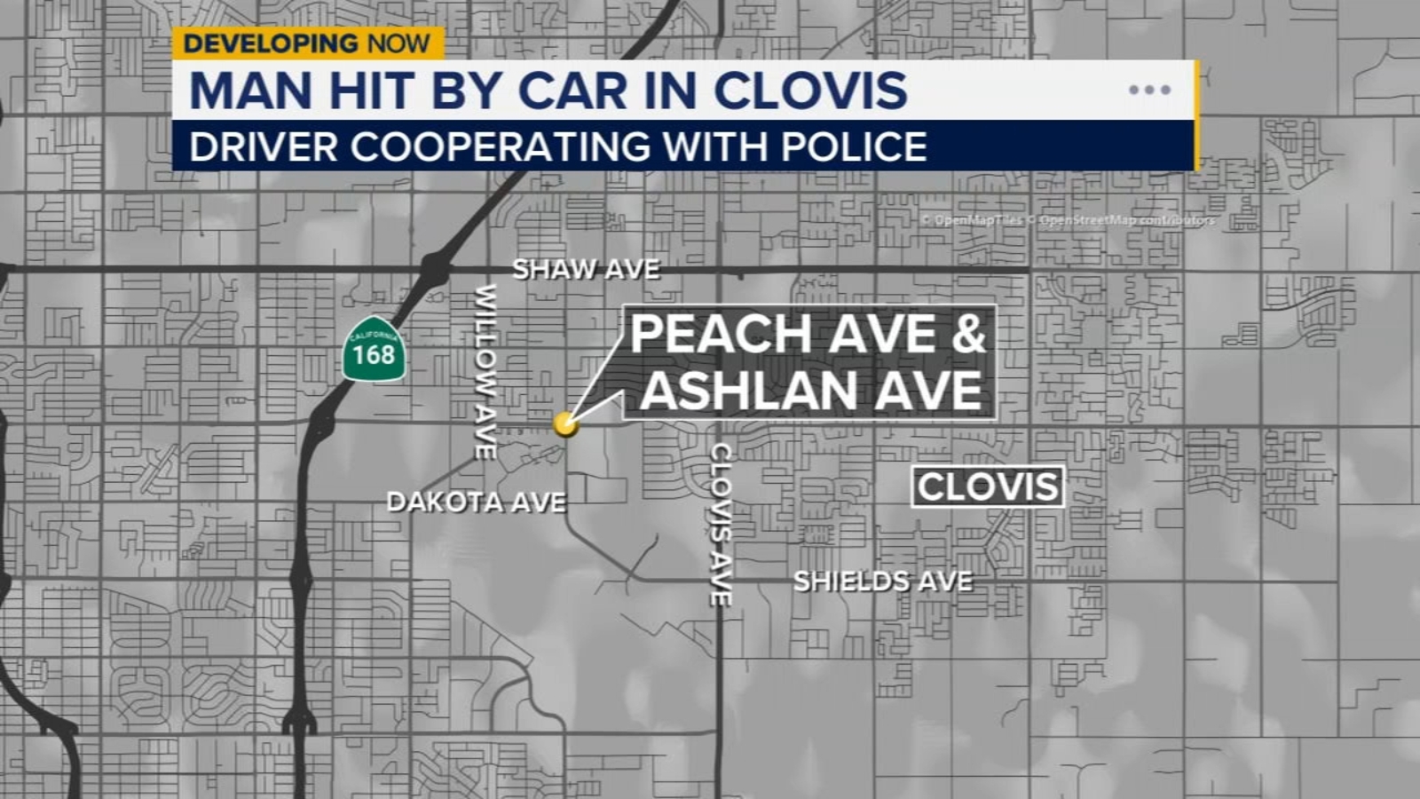 Man in critical condition after being hit by car in Clovis - ABC30 Fresno