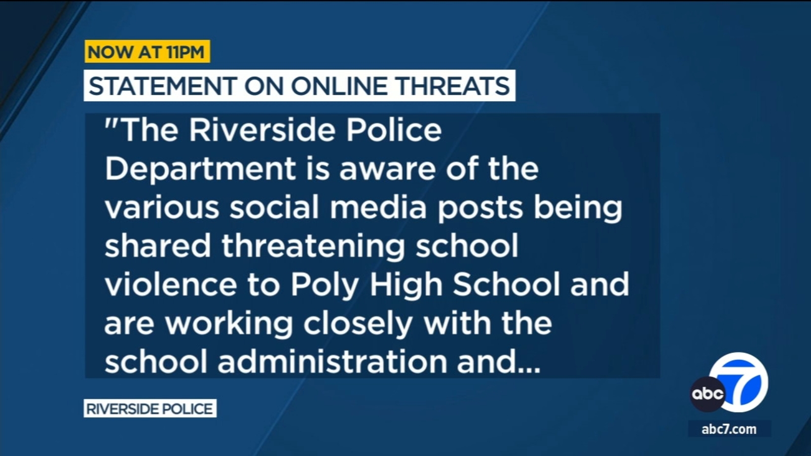 Police patrols at Riverside Polytechnic High School following online ...