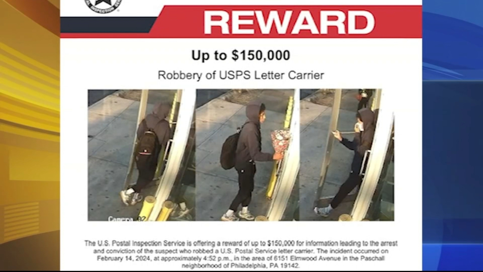 $150,000 reward offered for suspect who robbed postal worker of keys in ...