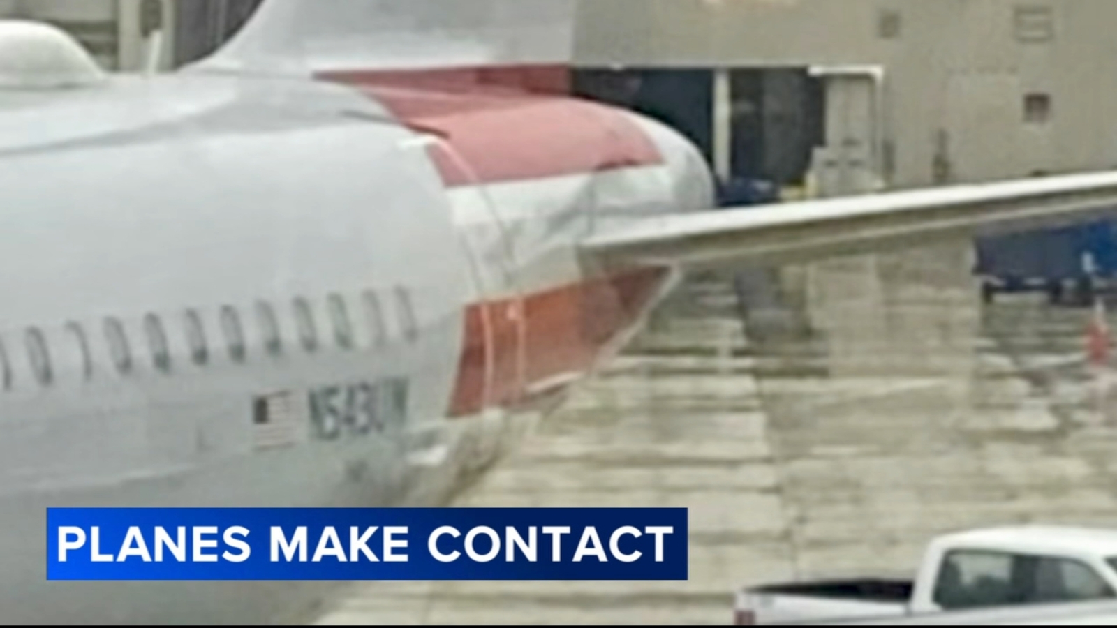 American Airlines plane clips parked plane during pushback at ...