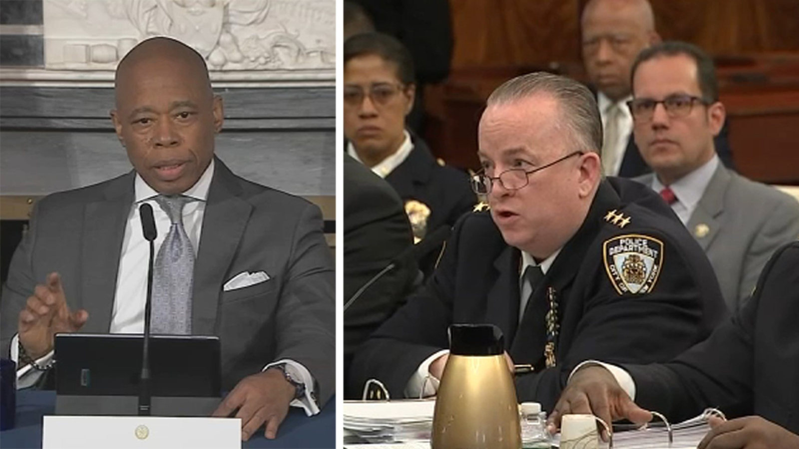 New York Mayor Eric Adams defends NYPD officials, Chief John Chell who blasted critics on social ...