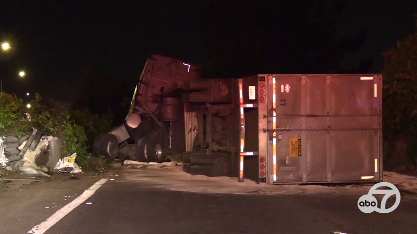 Big rig overturns and leaks fuel in solo crash on Hwy 238 after driver ...