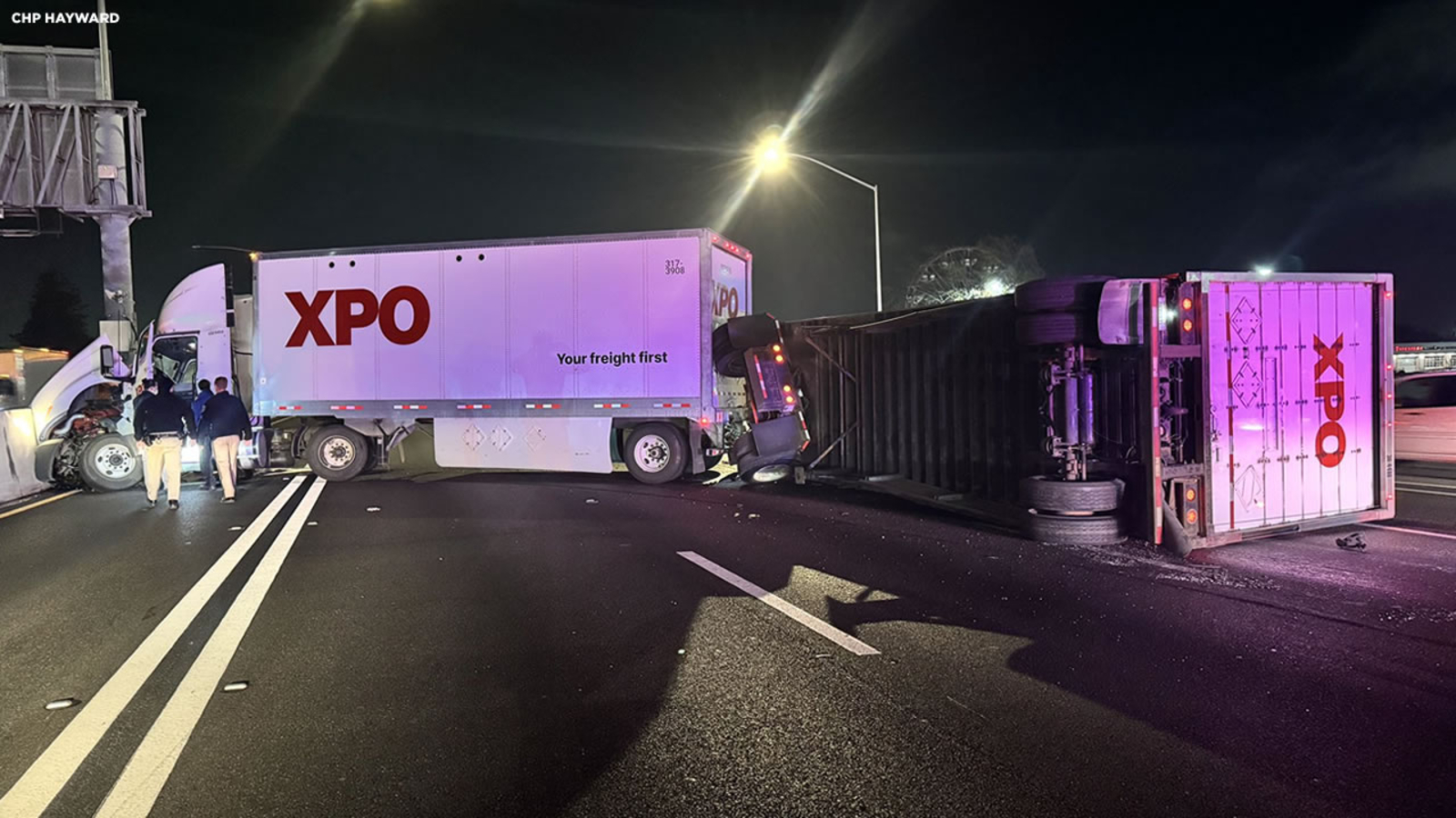 Big rig overturns in crash on Southbound I-880 in Hayward - ABC7 San ...