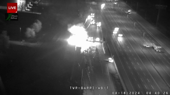 Jane Addams Tollway crash: Driver killed as car, I-90 toll plaza engulfed in flames after crash ...