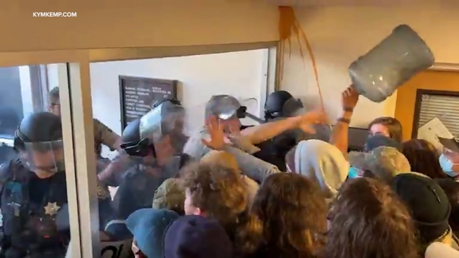 Cal Poly Humboldt protest video: TV news reporter from KRCR in Redding ...