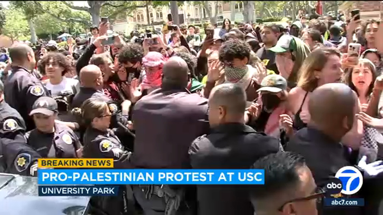 USC protest: Pro-Palestinian demonstrators clash with police during ...