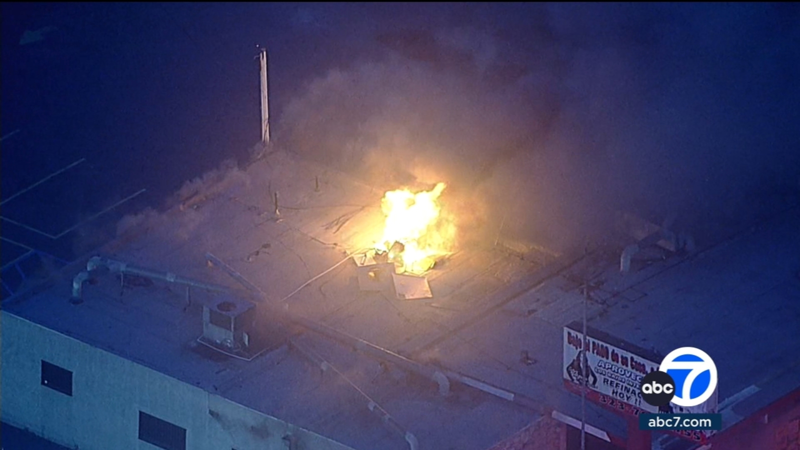 Firefighters battle flames at commercial building in Huntington Park - ABC7 Los Angeles