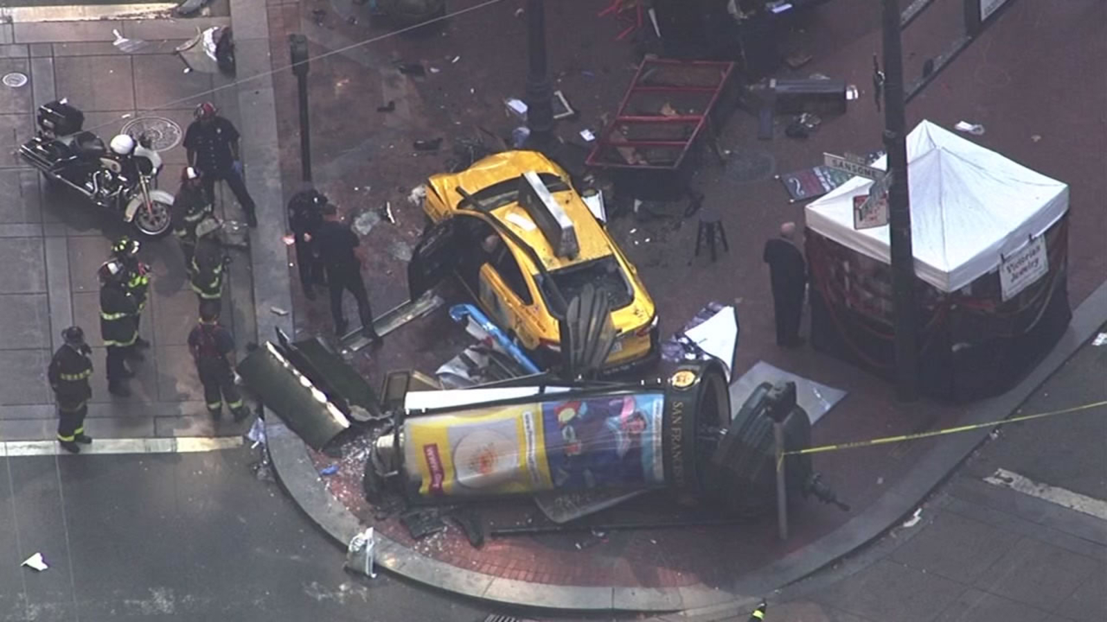 3 In Critical Condition After Taxi Crashes Into Shoeshine Stand In San