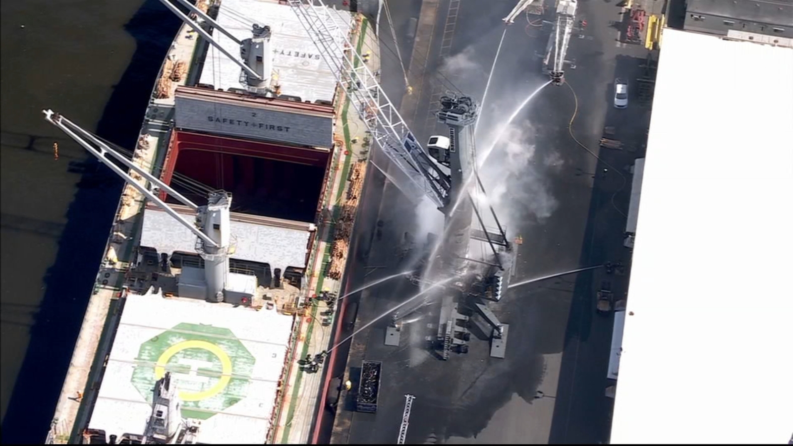 Crane fire near base of Walt Whitman Bridge in Gloucester City, New ...