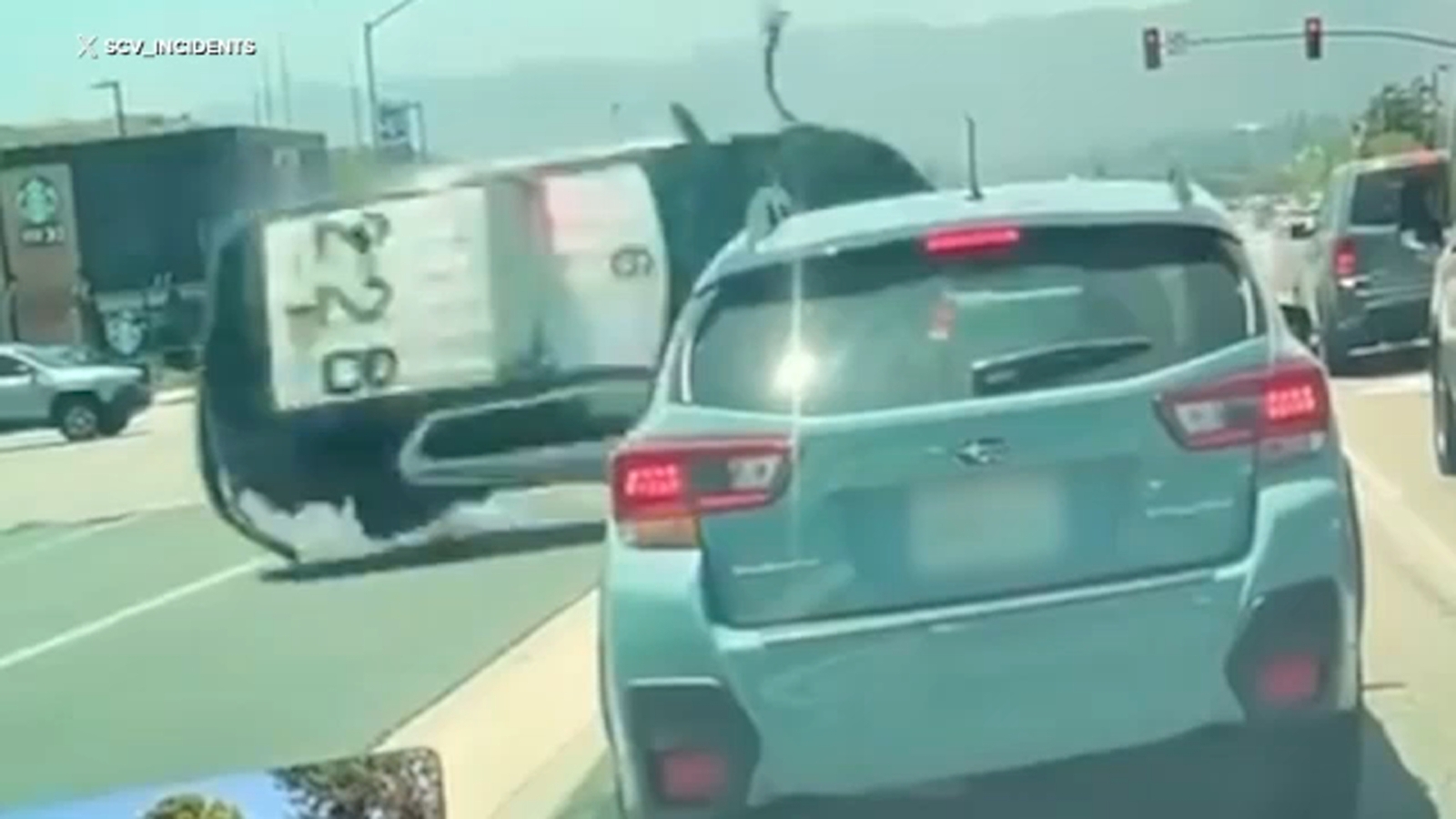 Video shows Los Angeles County sheriff's cruiser flipping over in ...