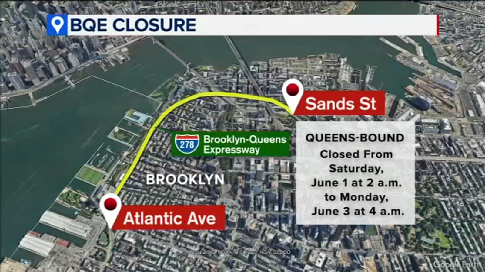 Brooklyn-Queens Expressway reopens 24 hours early following weekend ...
