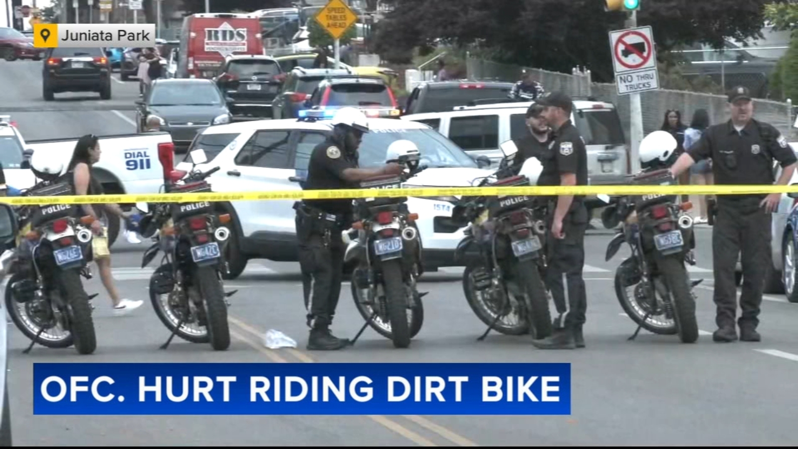 Philadelphia police officer riding dirt bike injured after being struck by car - 6abc Philadelphia