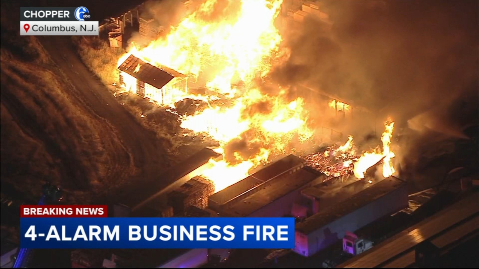 Massive NJ fire contained after burning for hours at Tommy's Pallets ...