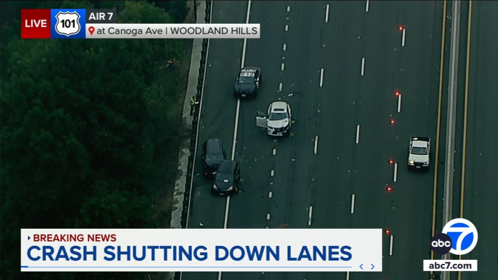 Westbound 101 Freeway shut down in Woodland Hills after deadly crash ...
