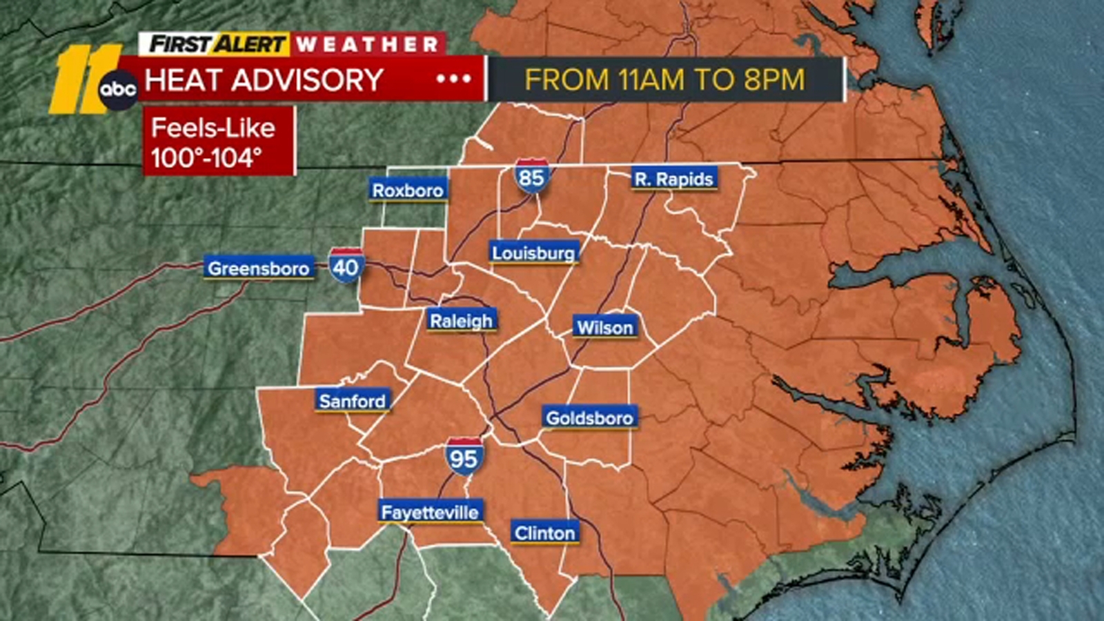 Dangerous NC heat | NWS issues heat advisory for several areas in much ...