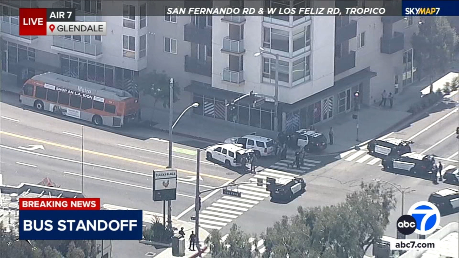 Man with gun in custody after standoff on Metro bus in Glendale - ABC7 ...