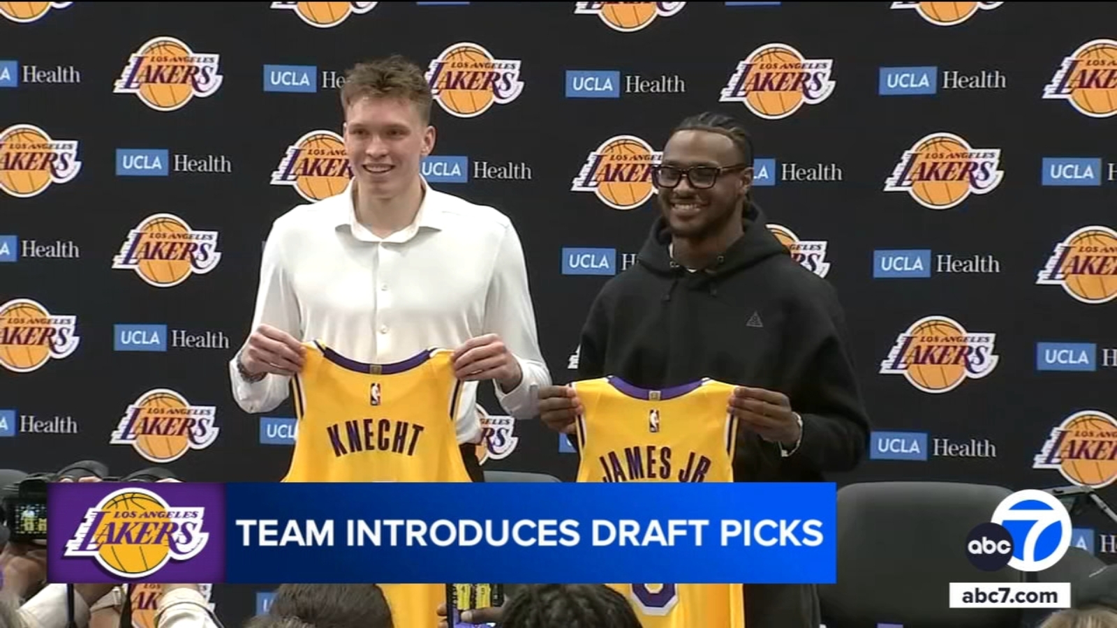 Lakers introduce draft picks Dalton Knecht, Bronny James as summer development gets underway ...