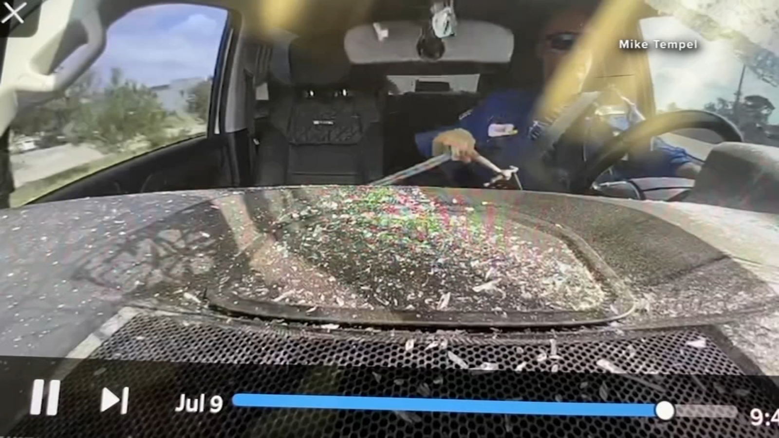 Video shows 18-inch clamp tool crash into man's windshield while ...