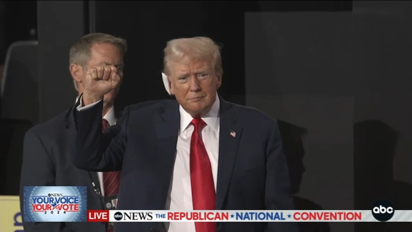 Trump arrives with bandage on ear - ABC7 New York