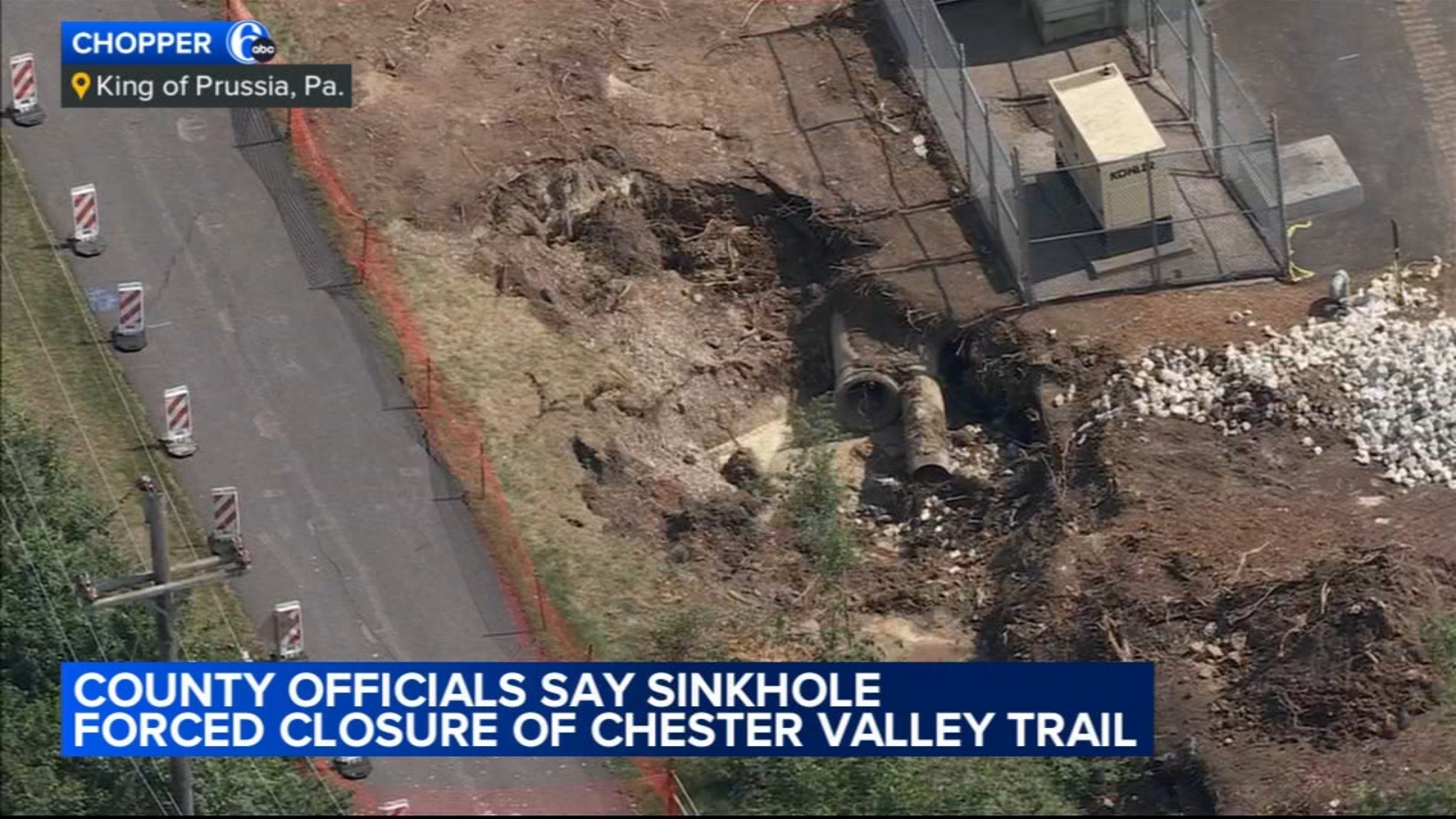 Part of new Chester Valley Trail in King of Prussia, Pennsylvania shut ...