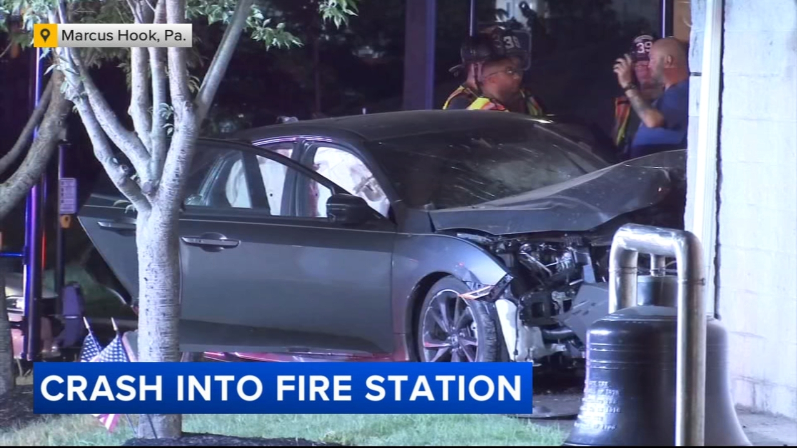 Car crashes into fire station in Marcus Hook, Delaware County - 6abc ...