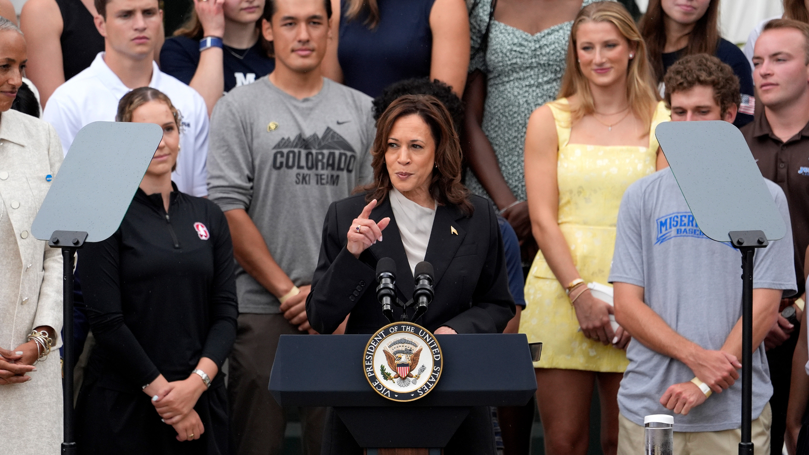 Harris makes 1st public appearance since Biden left 2024 race - ABC7 ...