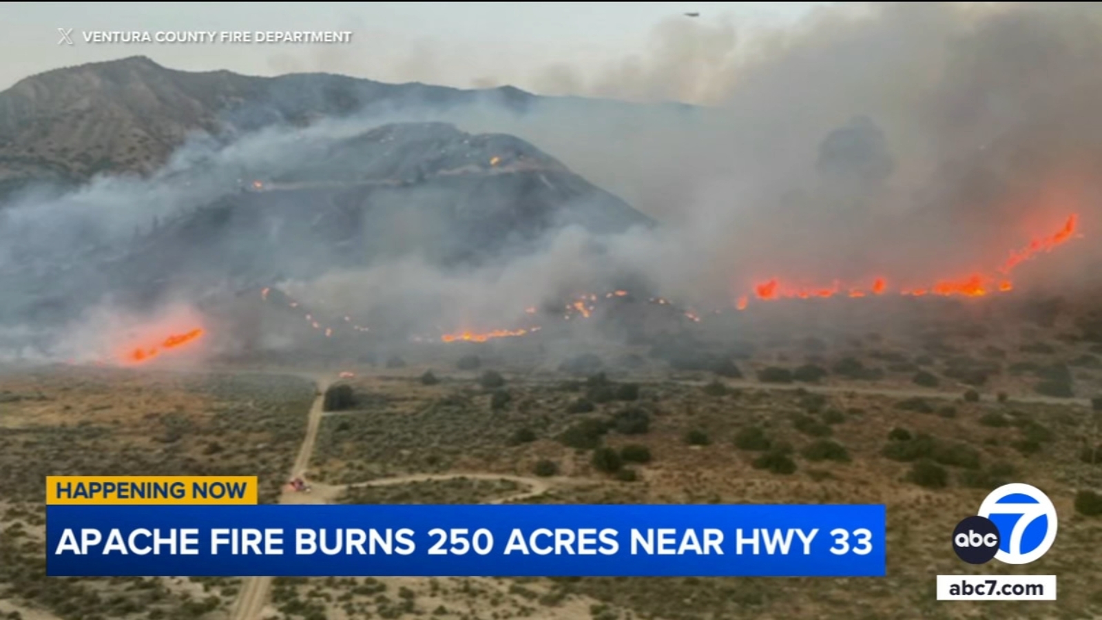 Apache Fire: Evacuation order issued for brush fire in Ventura County ...